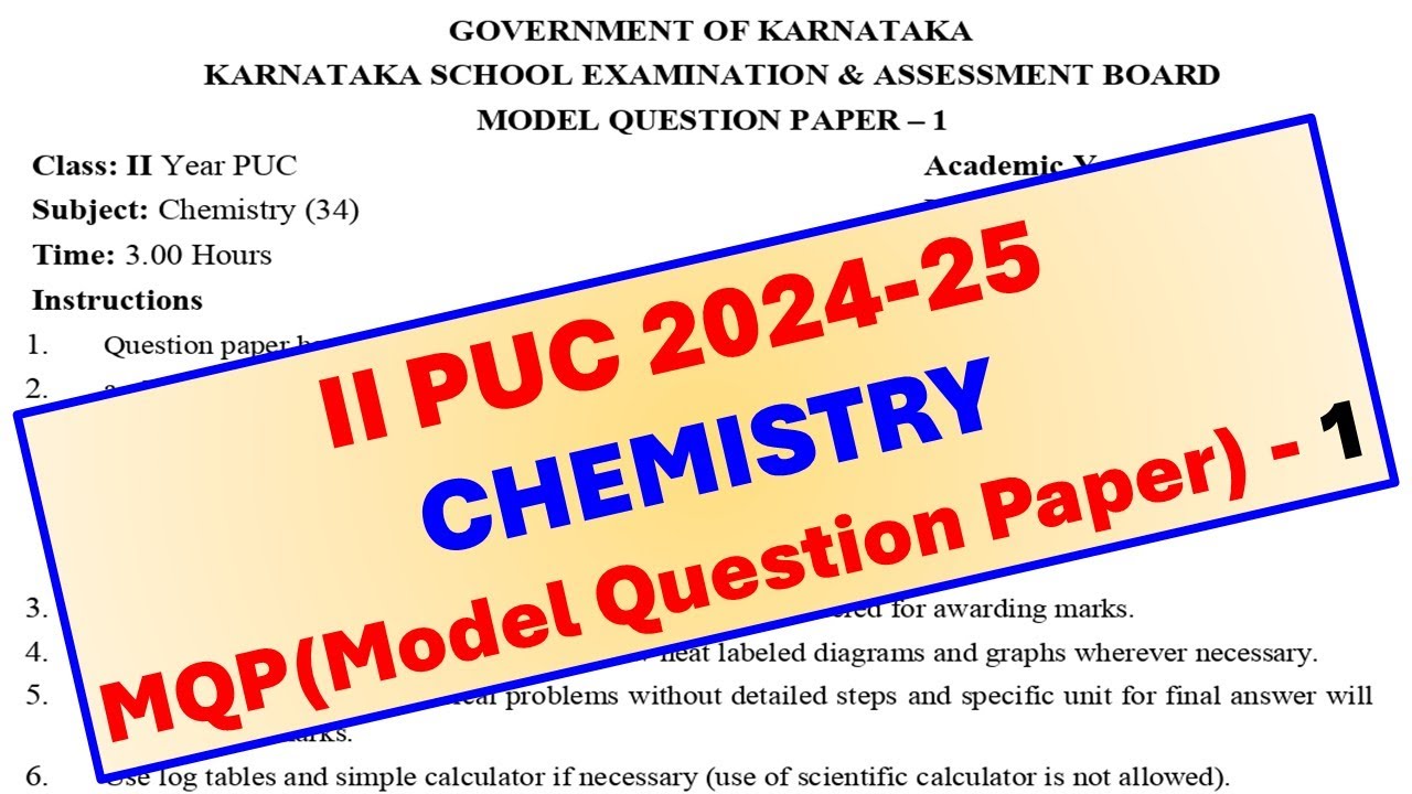 II PUC 2024-25 CHEMISTRY MQP(Model Question Paper ) - 1 - YouTube