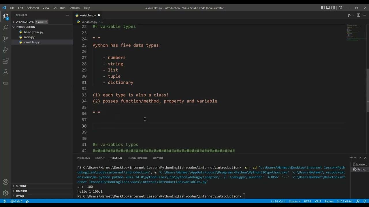 Python Programming - Les 4 - Python Variables - Numeric - YouTube