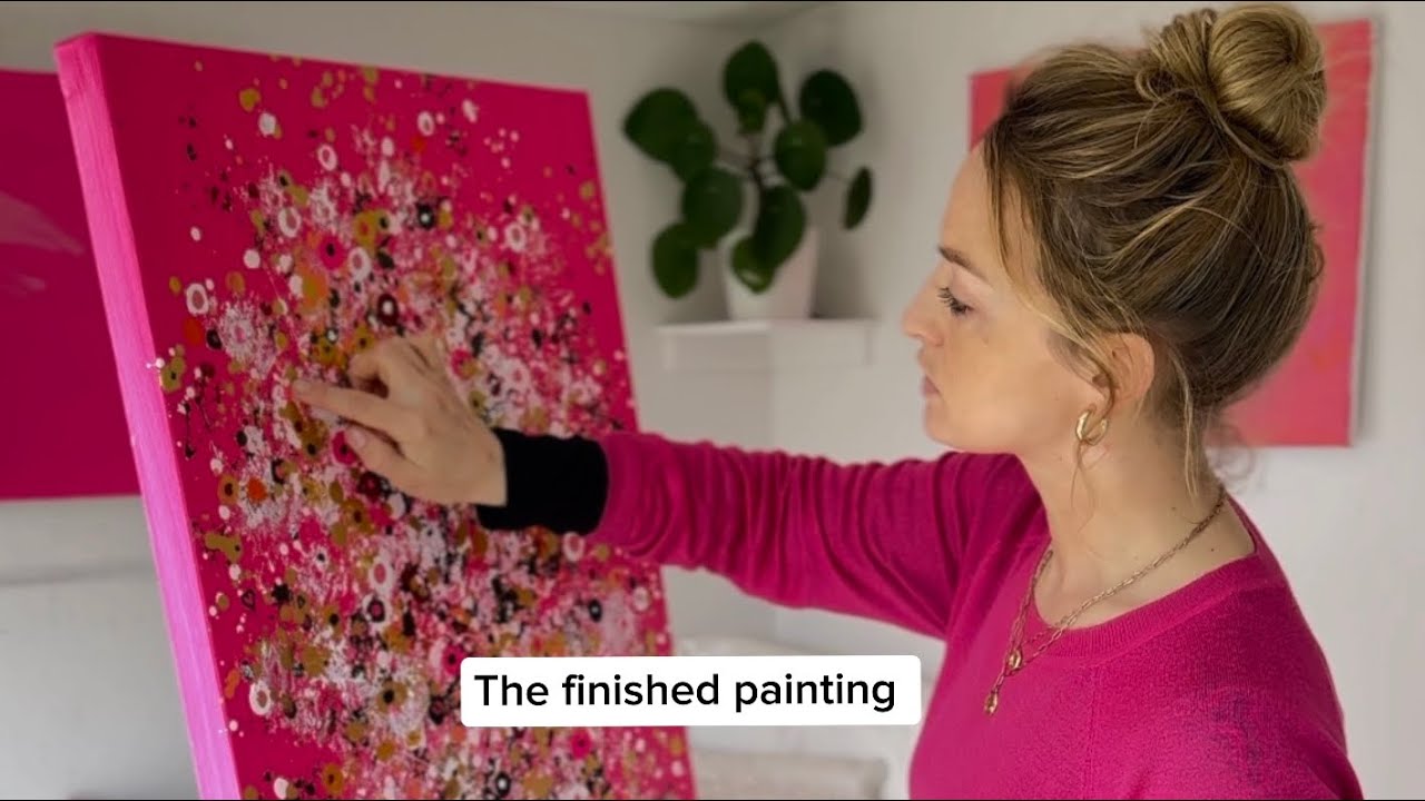 A colourful pink tree painting - Relaxing process of the many layers ...