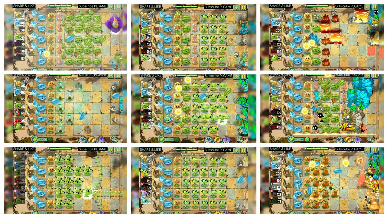 PYRAMID OF DOOM NIGHTMARE!(Lv. 51-61) ULTIMATE Plants vs Zombies 2 ...