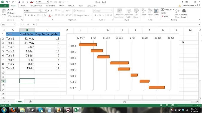 Create A Gantt Chart In Excel Instructions Tutorial