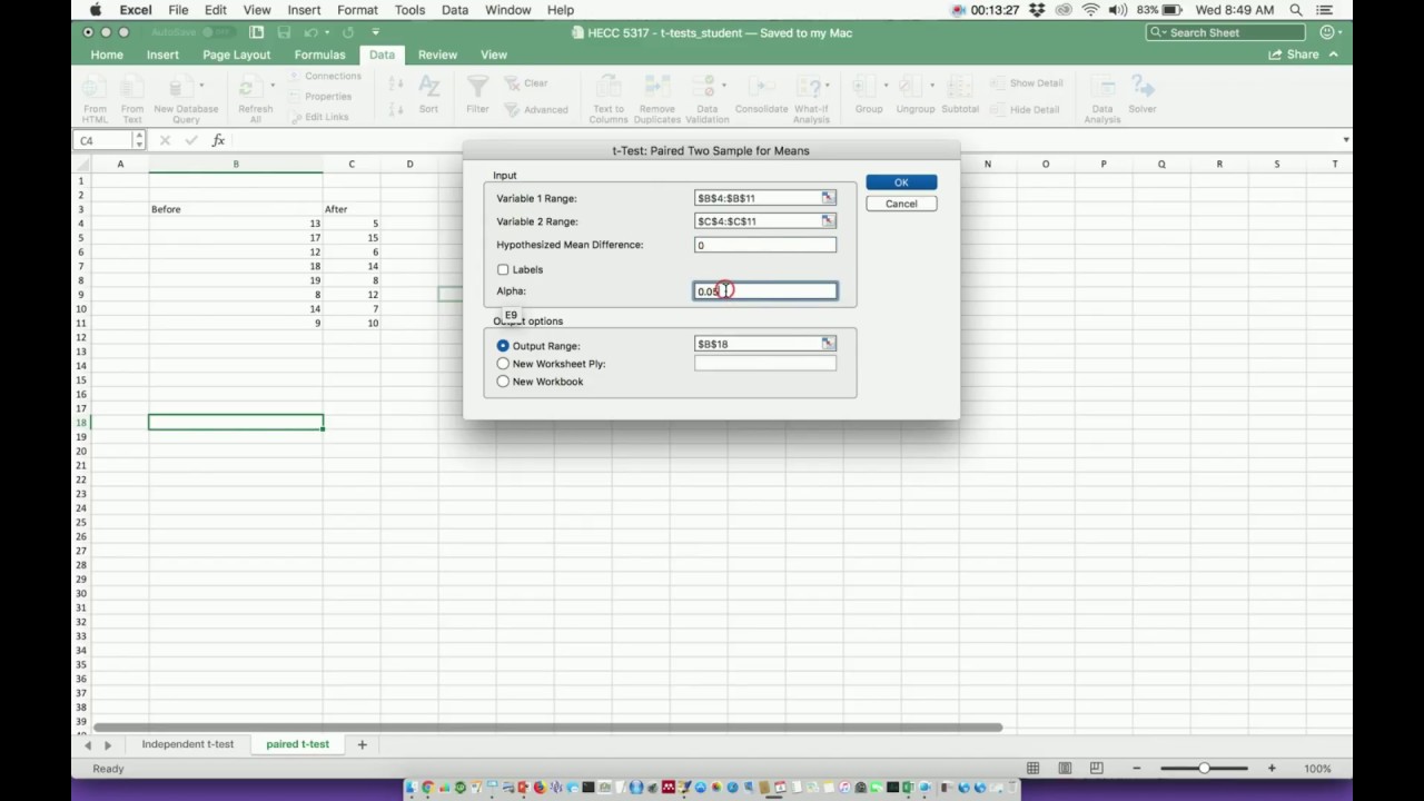 Paired t-Test: Theory and Excel Calculation - YouTube