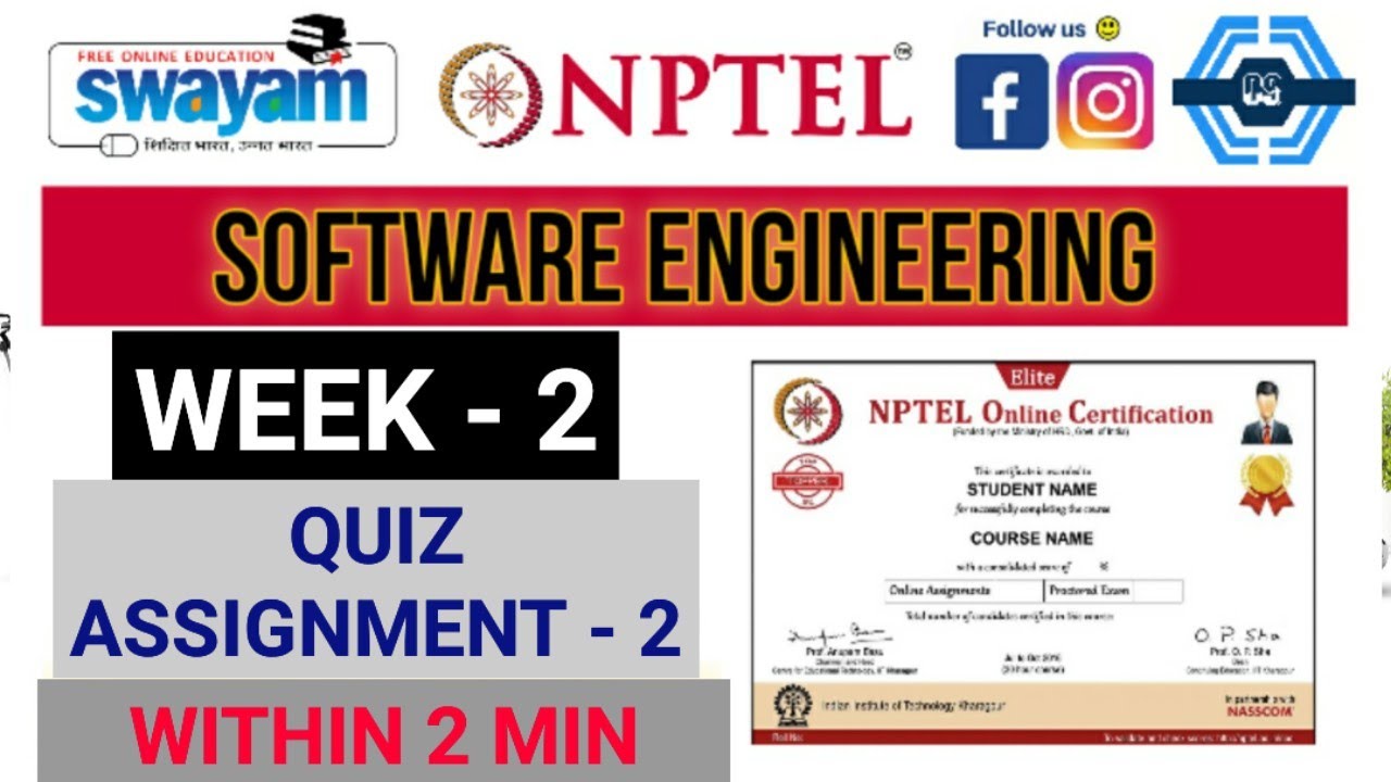 Software Engineering - NPTEL || WEEK - 2 QUIZ ASSIGNMENT SOLUTION || - YouTube