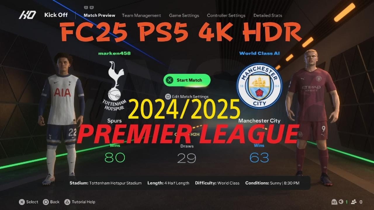 EA SPORTS FC 25* Tottenham Hotspur vs Manchester City “PREMIER LEAGUE ...