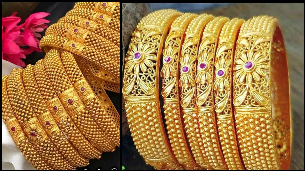22k Solid Gold Bangles Collection Different Styles Beautiful And ...