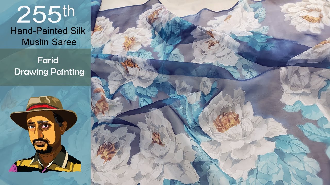 Hand-Painted Muslin Saree || Silk Painting - YouTube