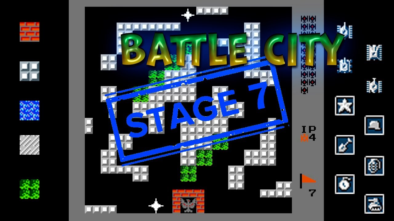 Battle City stage 7 game play tank 1990 NES Dendy - YouTube