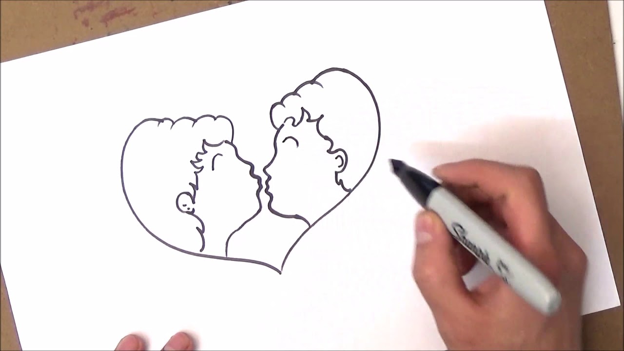 how to draw a kiss - YouTube