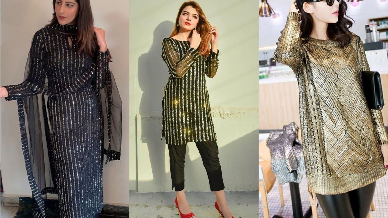 Too stylish sequin fabriC kurti different sequin pattern different ...