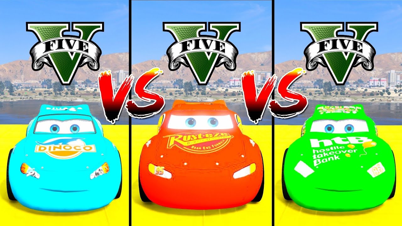 Russian Lightning McQueen Vs Lightning McQueen Dinoco Vs htB McQueen In ...