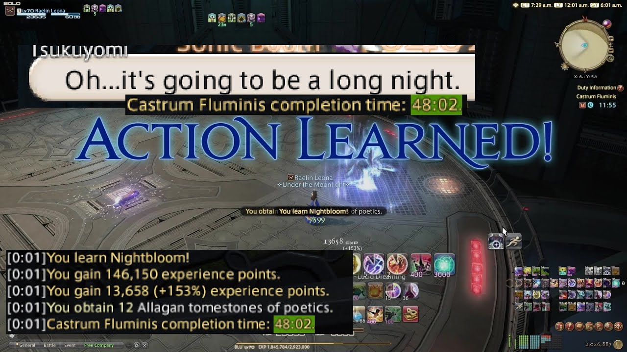 [Blue Mage Spells] Final Fantasy XIV: Nightbloom - Castrum Fluminis BLU ...