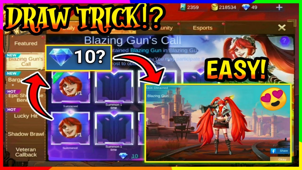 TRICK DRAW! HOW TO GET LAYLA BLAZING GUN (EASY)!! - MLBB - YouTube