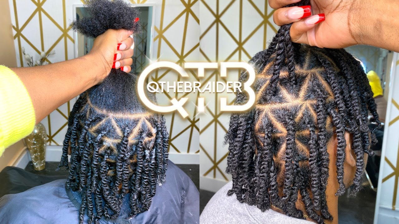 QTHEBRAIDER: Men Triangle Part Double Strand Twists (Easy & Straight to ...