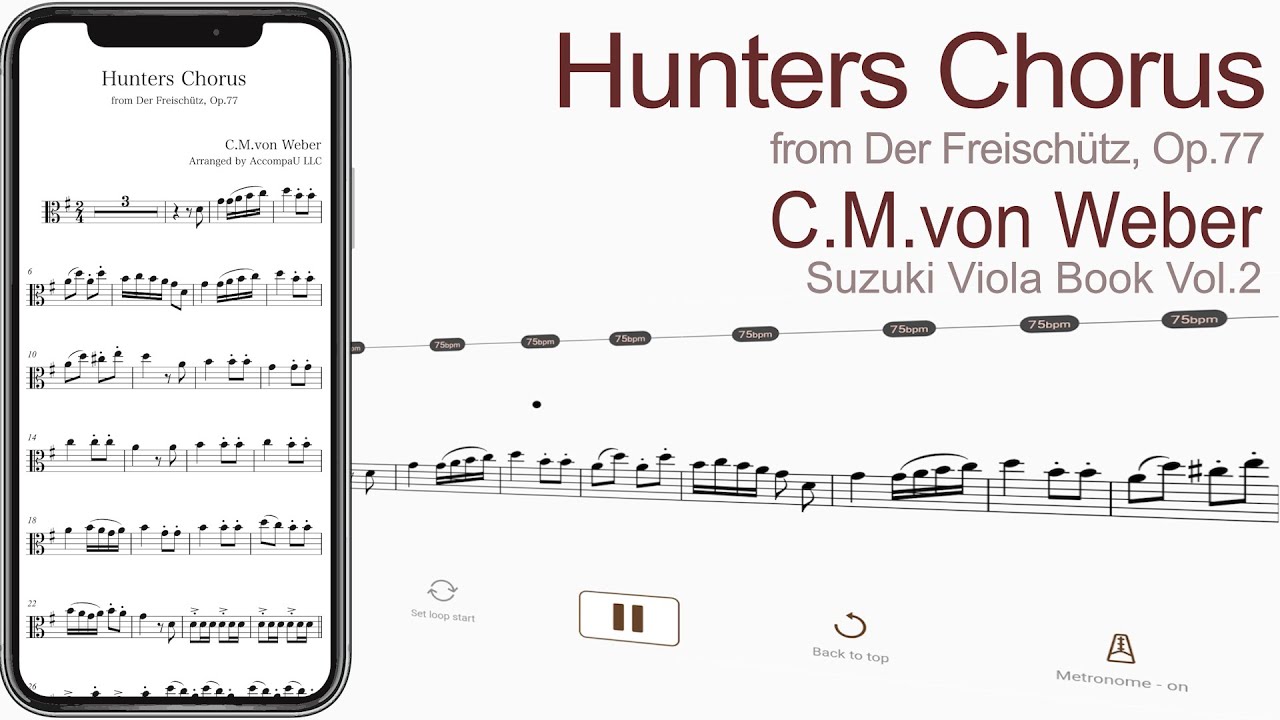 Hunters Chorus from Der Freischütz, Op.77 | C.M.von Weber【 Viola Sheet ...