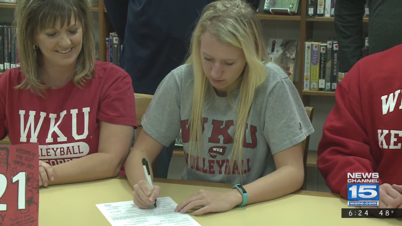 Bellmont's Taylor Bebout signs with Western Kentucky volleyball - YouTube