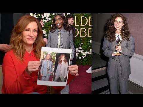 Julia Roberts REACTS to Ayo Edebiri Recreating Her Iconic 1990 Suit Look (Exclusive)