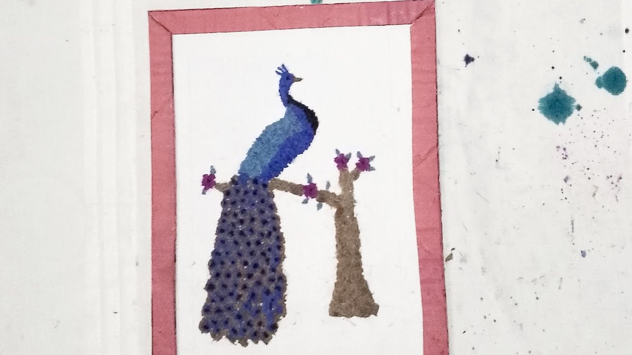 beautiful wall hanging, made with cardboard and papers peacock on tree ...