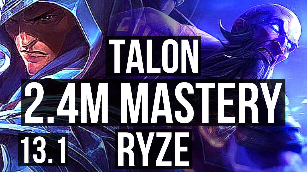 TALON vs RYZE (MID) | 13/0/2, 2.4M mastery, Legendary, 500+ games | EUW ...