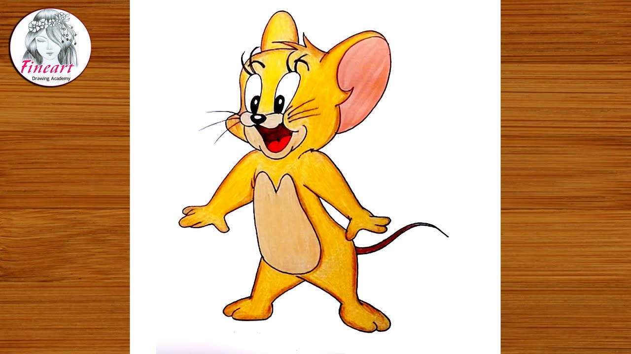 how to draw a Jerry Mouse with colour pencil | how to draw a Jerry for ...