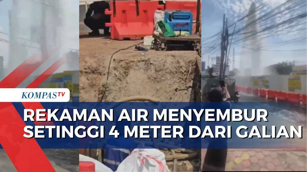 Heboh! Air Setinggi 4 Meter Menyembur dari Galian PDAM di Bekasi, ini ...