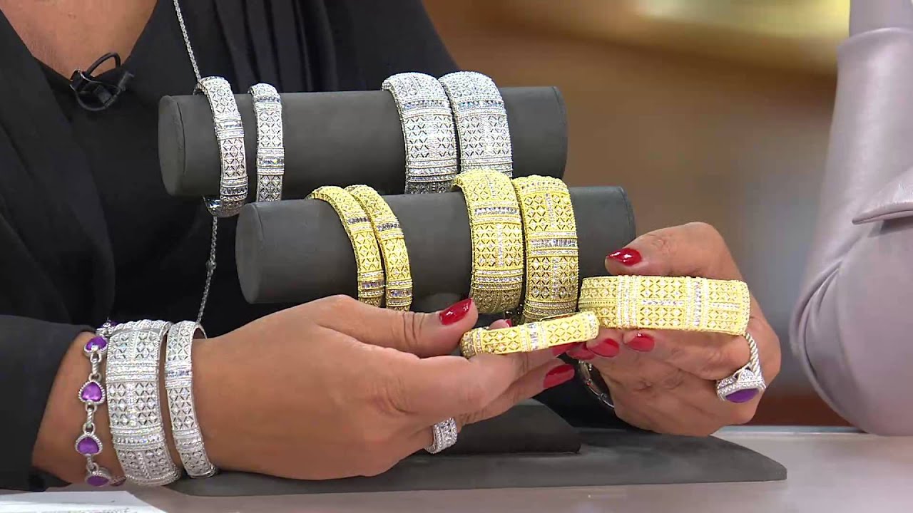 Judith Ripka Sterling & 14K Gold Clad Estate Pia Wide Hinged Cuff with ...