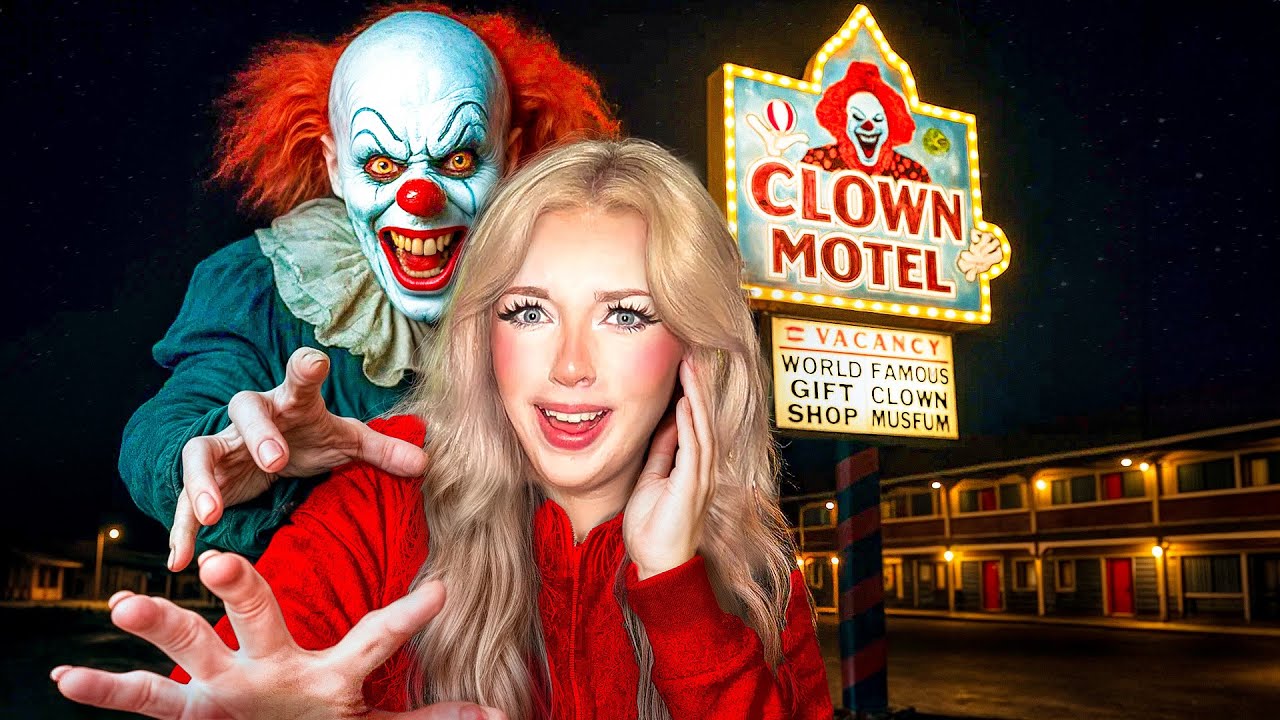 TRAPPED IN A HAUNTED CLOWN MOTEL FOR 24 HOURS!! (*SCARY*) - YouTube