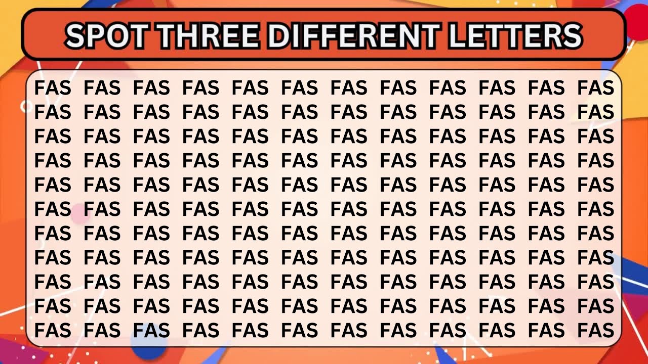 Find Three Different Letters | FAS 🔢 Can You Spot Them? | Fun Brain ...