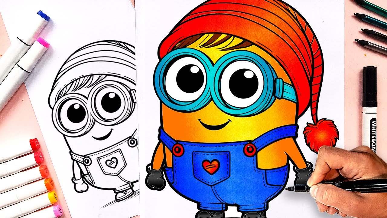 DRAW Minions for Christmas | Winter Minions Drawing - YouTube