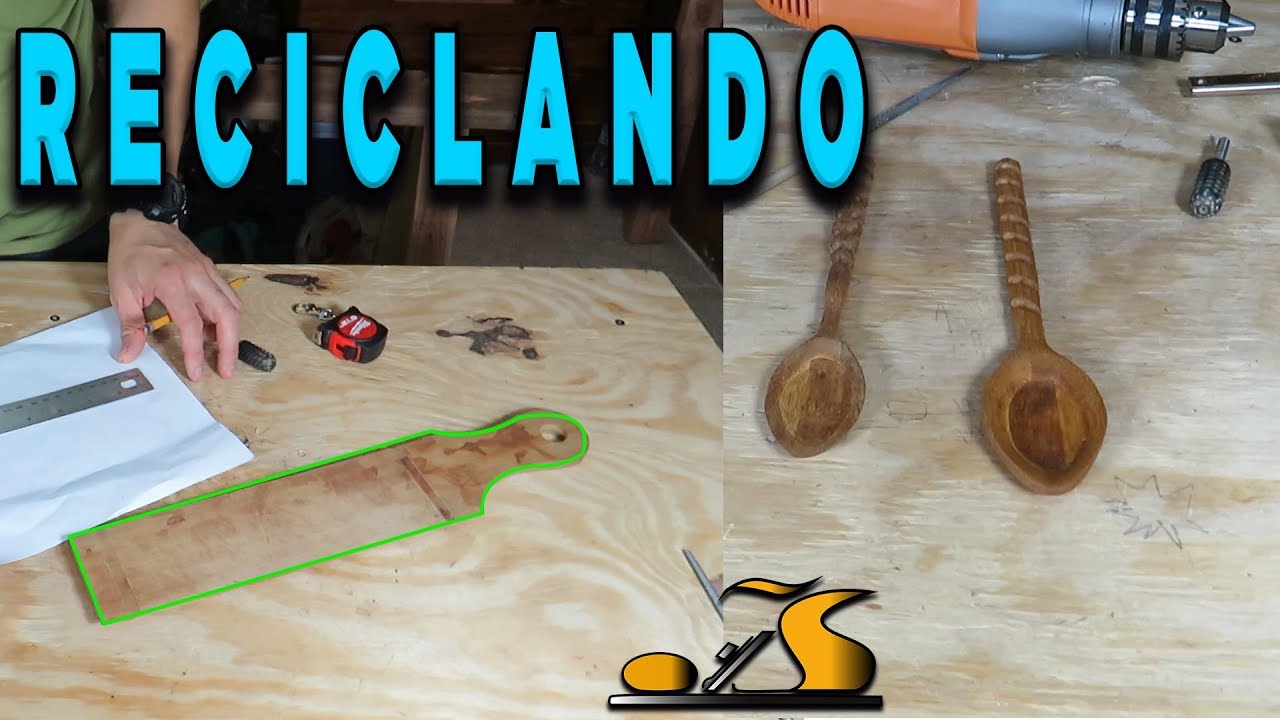 Cuchara de bambú de una tabla de picar rota - YouTube