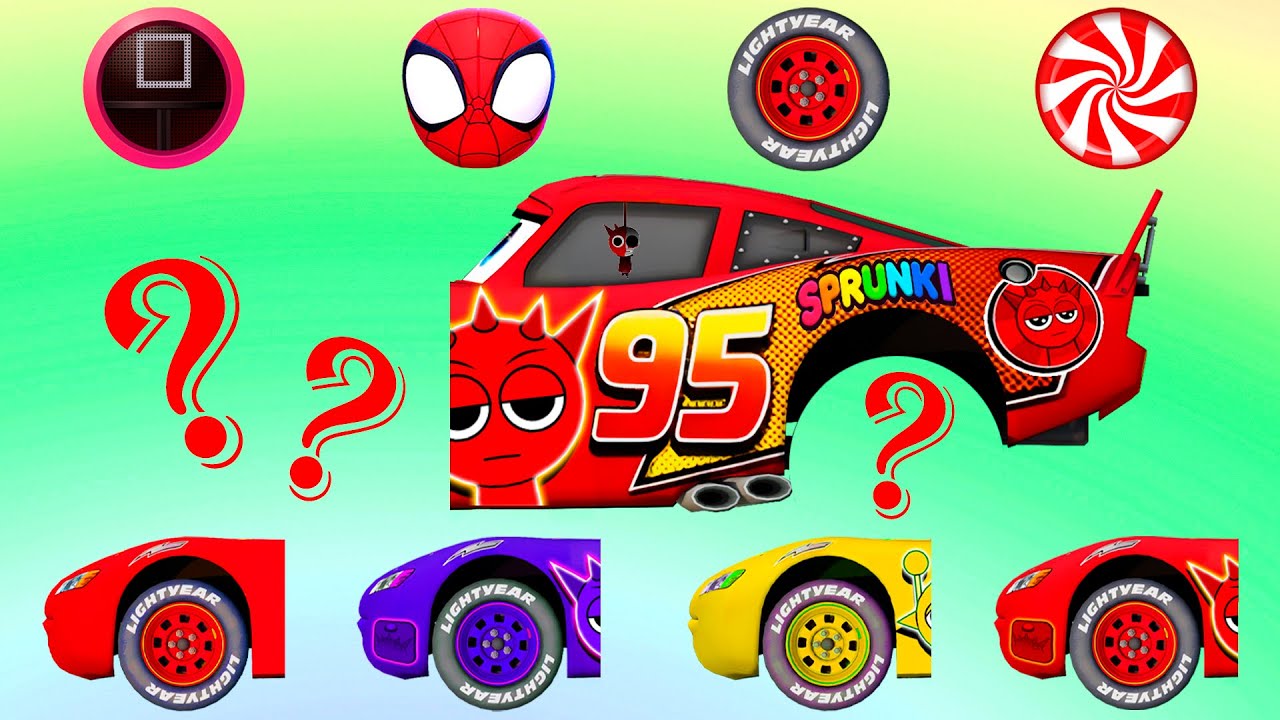 GUESS THE MISSING HEAD & WHEEL SPRUNKI RADDY'S CAR🚗🔍Tebak gambar roda ...