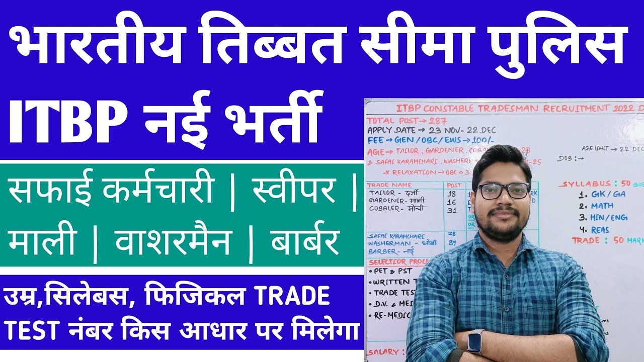ITBP Constable Tradesman online form 2022 | Itbb Tradesman trade test ...