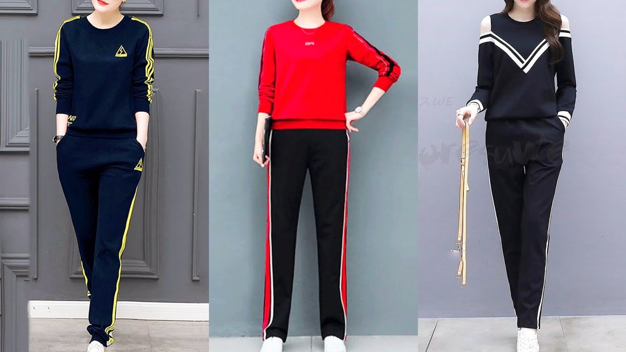 Girls tracksuit/Sports dress/Berrylooks womens/Berrylook round neck contrast trin sweatshirt ...