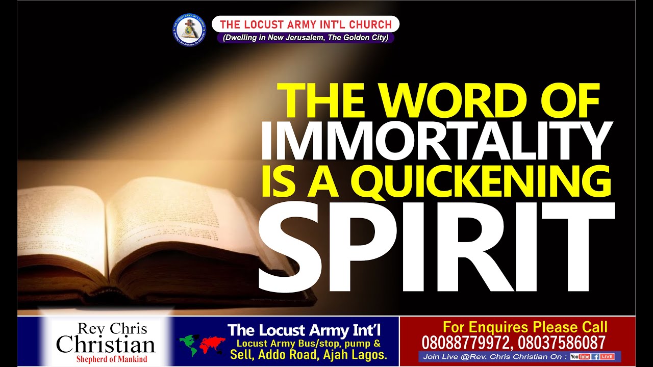 Rev Chris Christian - The Word of Immortality is a Quickening Spirit ...