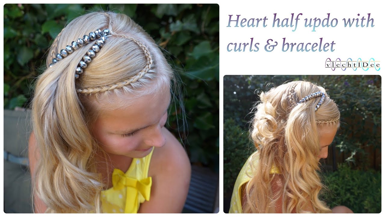 Heart half updo with curls and bracelet - Half opgestoken haar met hart ...