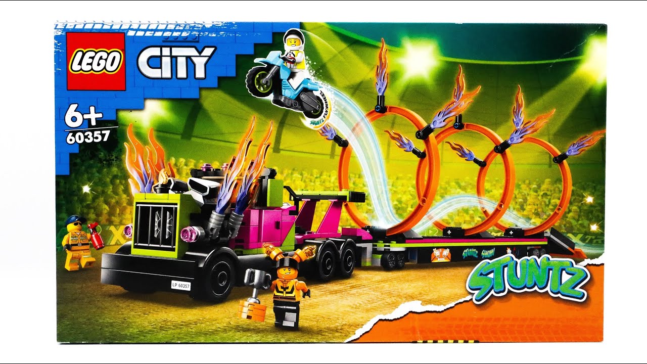 LEGO CITY 60357 Stunt Truck & Ring of Fire Challenge Speed Build - YouTube