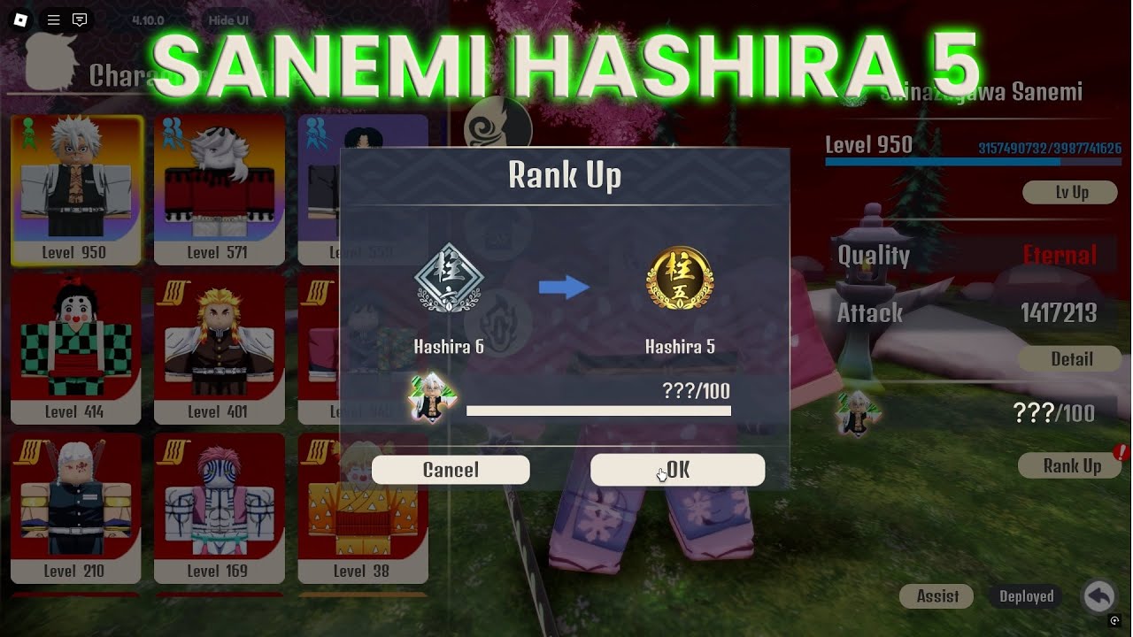 Demon Soul Simulator - HASHIRA 5 Sanemi Rank Up - YouTube