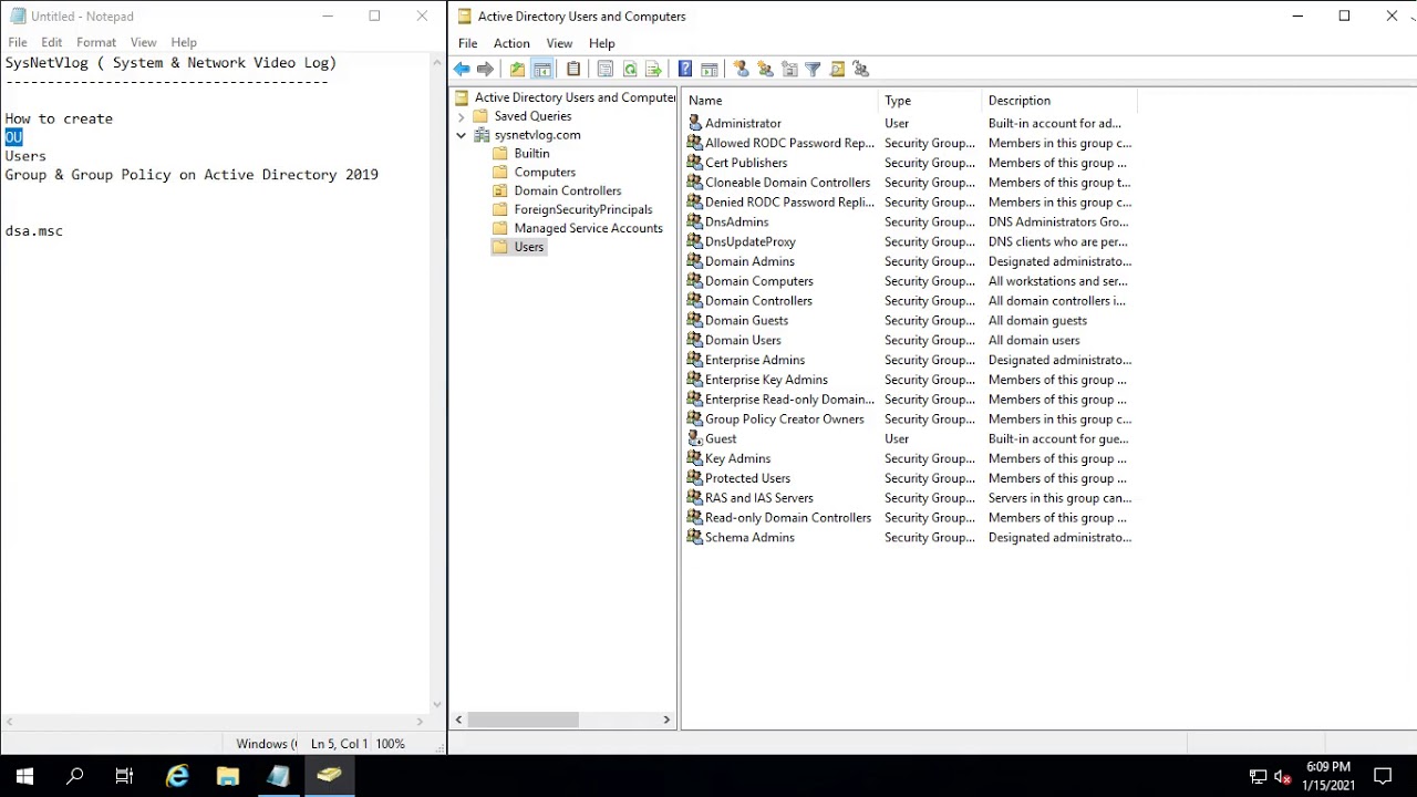 How To Create OU, Users, Groups & Group Policy on Active Directory 2019 ...