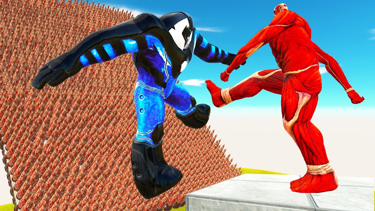 COLOSSAL TITAN KICK MONSTERS INTO SPIKES DESCENT - Animal Revolt Battle ...