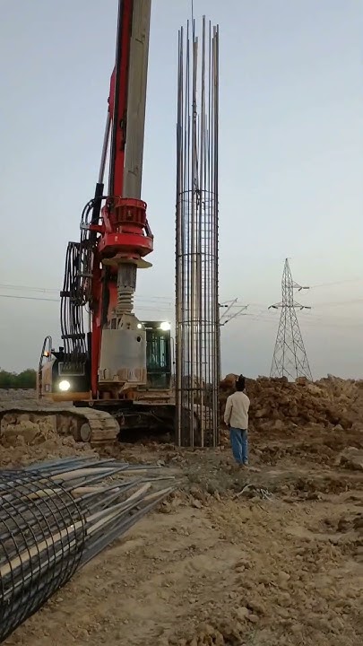 cage lowering sony# pipe # pile foundation# #Sany Sr185 piling rig - YouTube