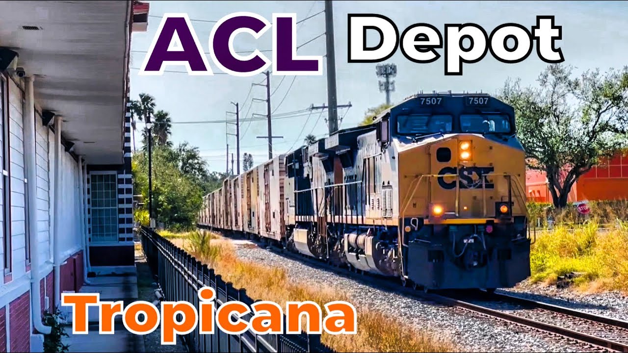 Long CSX Tropicana Train at Bradenton ACL Depot! - YouTube
