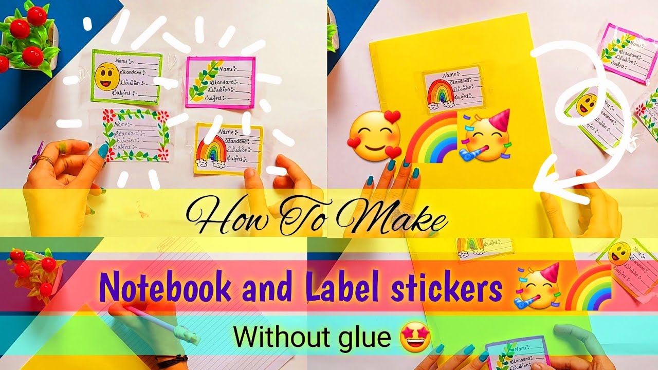 How To Make Cute Label Stickers And Notebook Without Glue diy how-to-make-cute-label-stickers-and-notebook-without-glue-diy