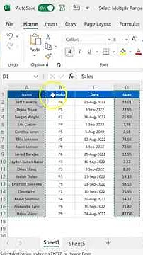 Multiple ranges selection in Excel with Shortcut Key #Shorts - YouTube