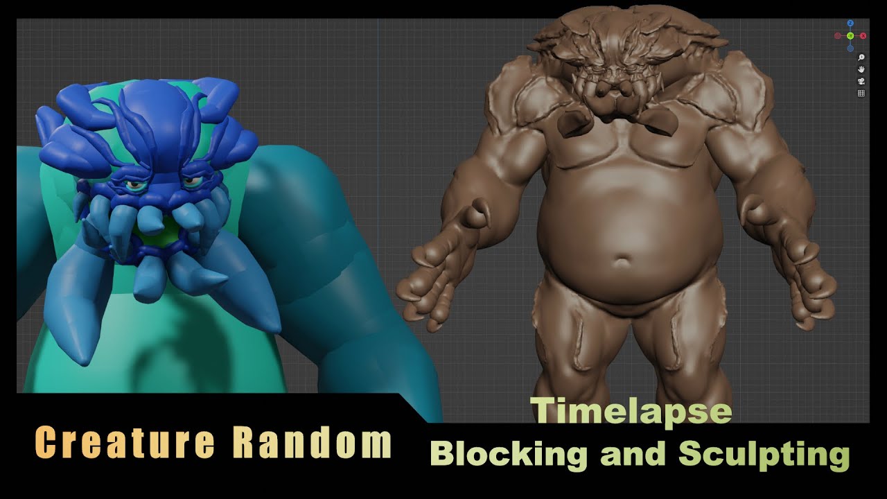Timelapse blocking and sculpt Creature in Blender with Blocksurfaces, #addon, #blender, #zbrush ...