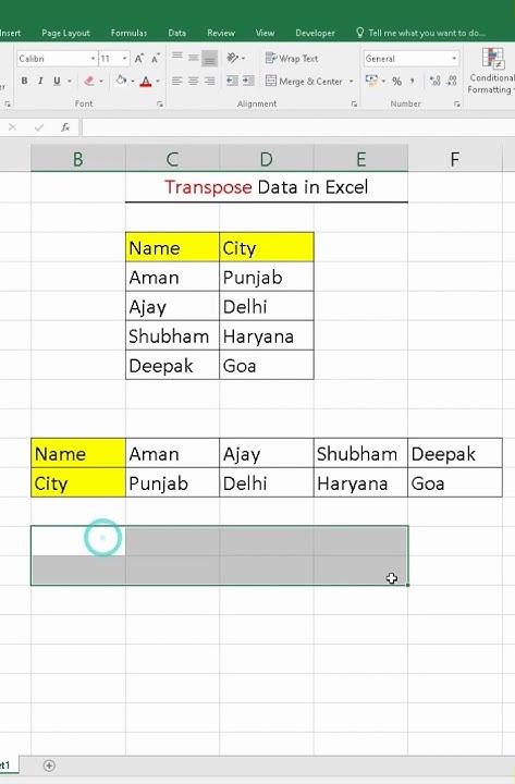 Advance excel trick - Data को transpose कैसे करे सीखें हिंदी में excel formula #short # ...