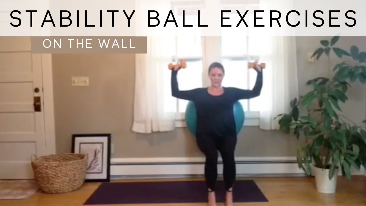 Wall Squats and Wall Push-Ups With Stability Ball - YouTube