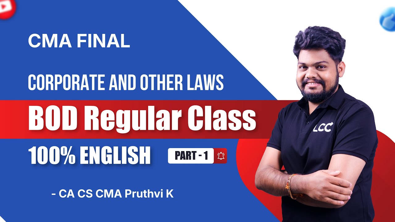BOD Regular Class | 100% English | CMA Final Corporate & Other Laws ...