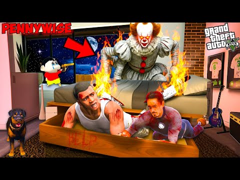 Franklin And Shinchan Found Scary Clown Pennywise In GTA 5