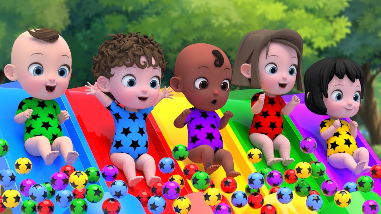 Color Balls Slide | Rock A Bye Baby & Seven Steps + more Nursery Rhymes ...