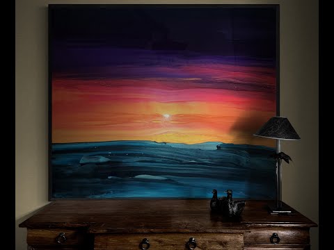 (652) Ocean Sunset Acrylic Pour Painting Using the Ribbon Blend ...