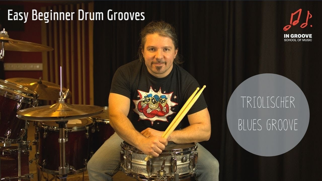 easy beginner drum grooves : Triolischer Blues Groove - YouTube